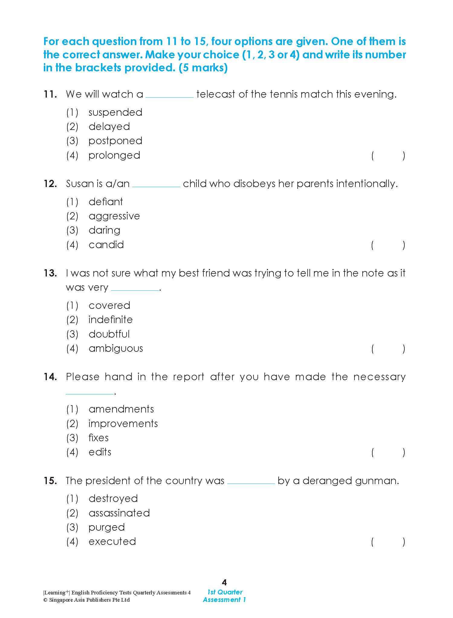 LEARNING+ English Proficiency Tests Quarterly Assessments 4 | OpenSchoolbag