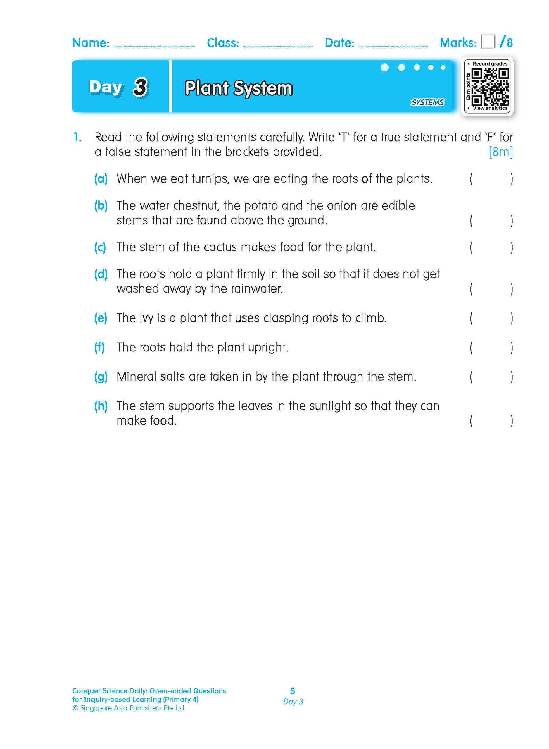 Conquer Science Daily Open-ended Questions for Inquiry-based Learning Primary 4 | OpenSchoolbag
