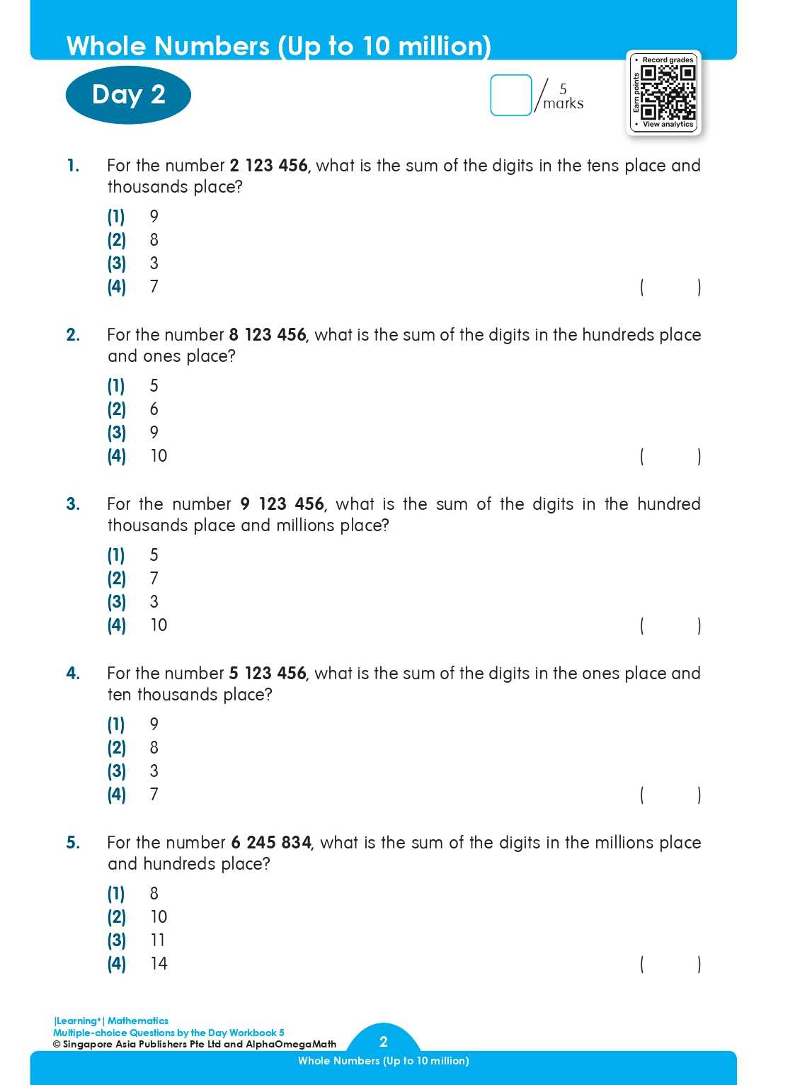 LEARNING+ MATHEMATICS Multiple-choice Questions by the DAY Workbook 5 ...