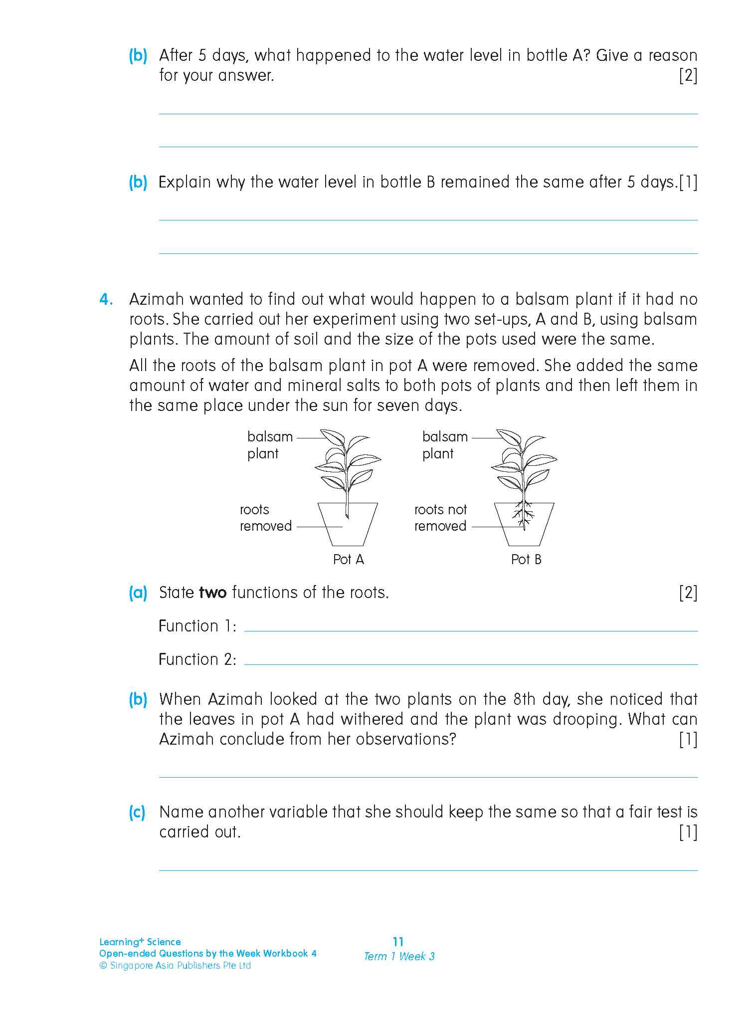 LEARNING+ SCIENCE Open-ended Questions by the WEEK Workbook 4 ...