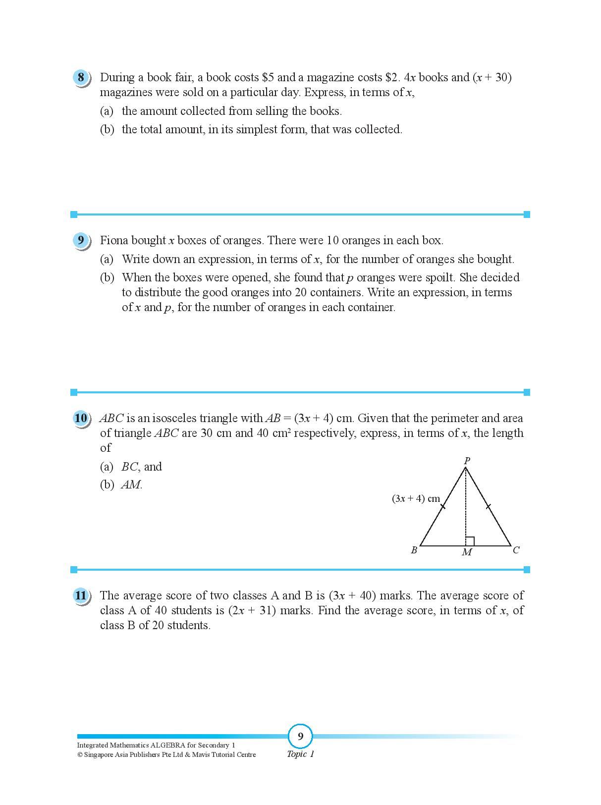 Integrated Mathematics Algebra for Secondary 1 (Express And IP ...