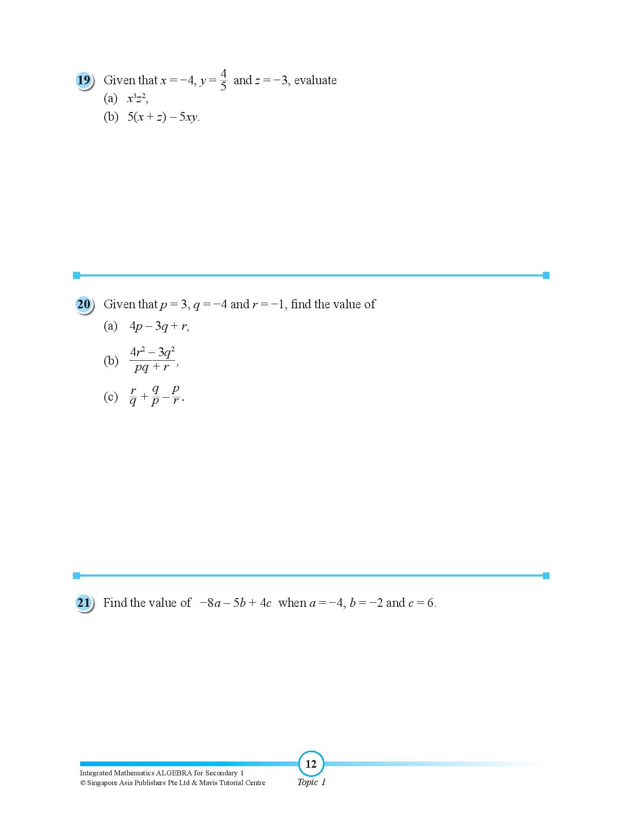 Integrated Mathematics Algebra for Secondary 1 (Express And IP ...