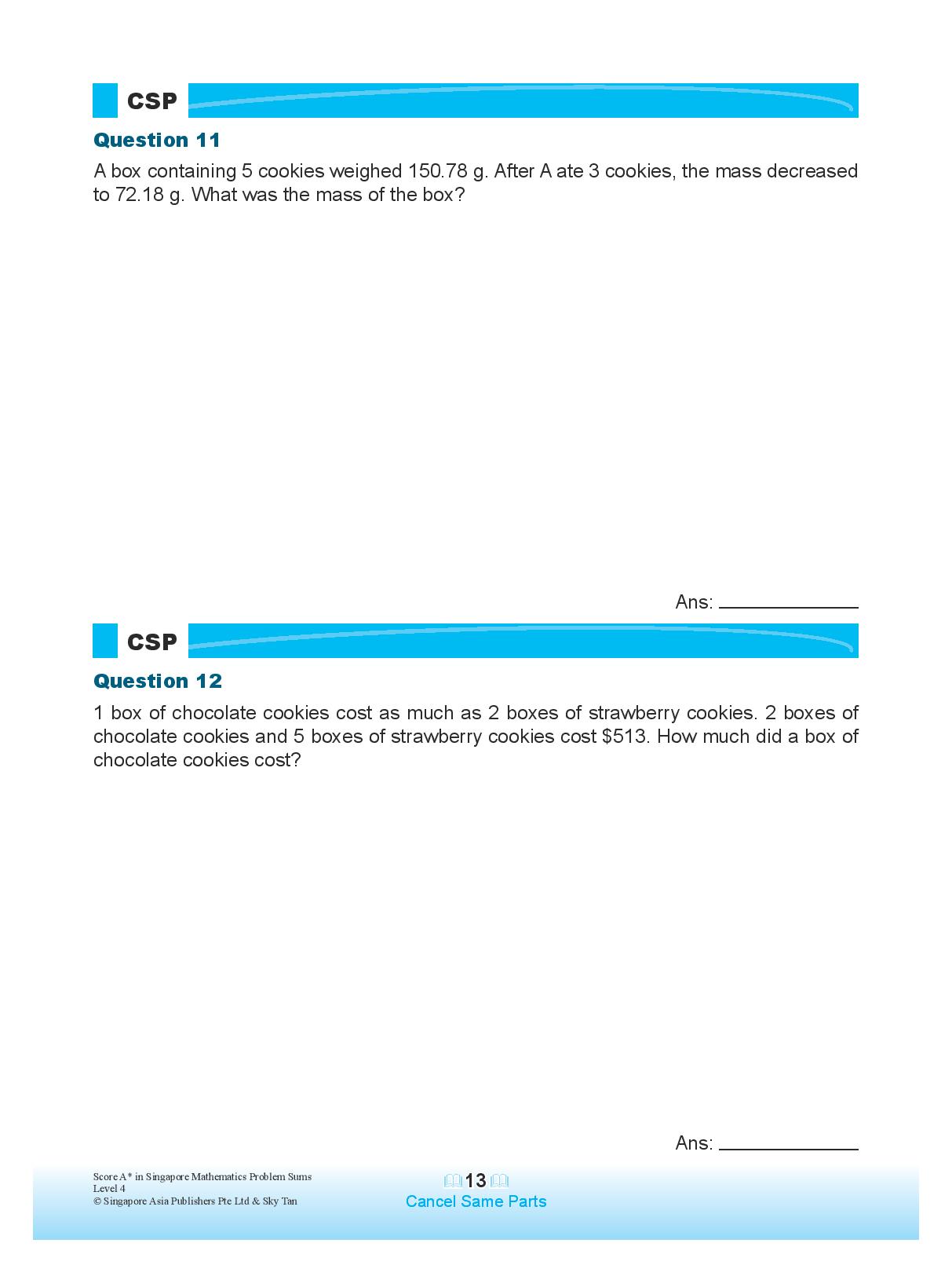 Score A* in Singapore Mathematics Problem Sums Level 4 | OpenSchoolbag