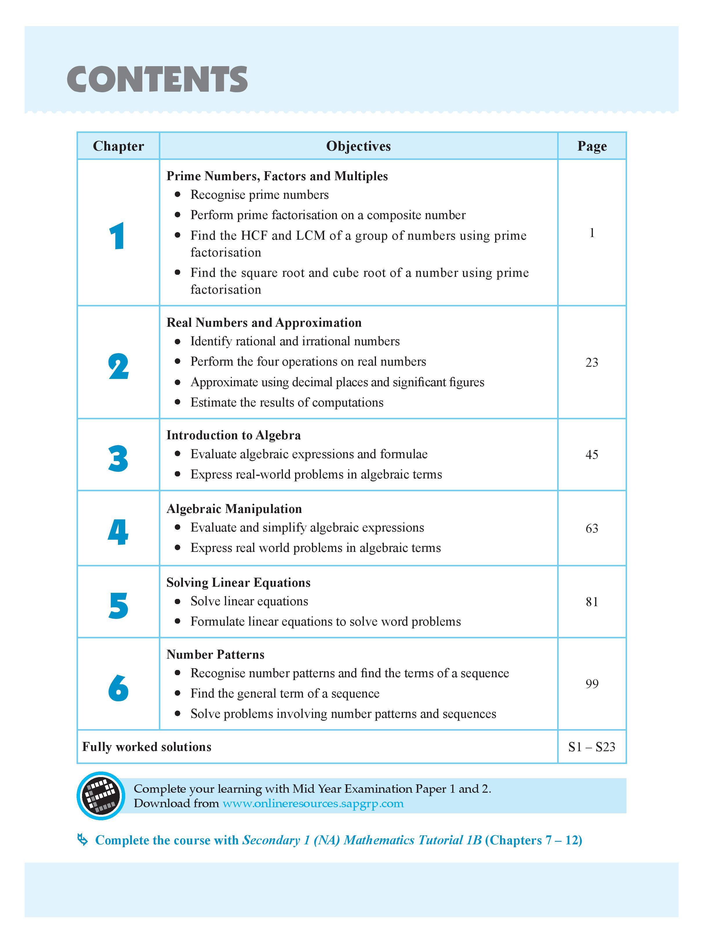 Secondary One Normal [Academic] Mathematics Tutorial 1A | OpenSchoolbag
