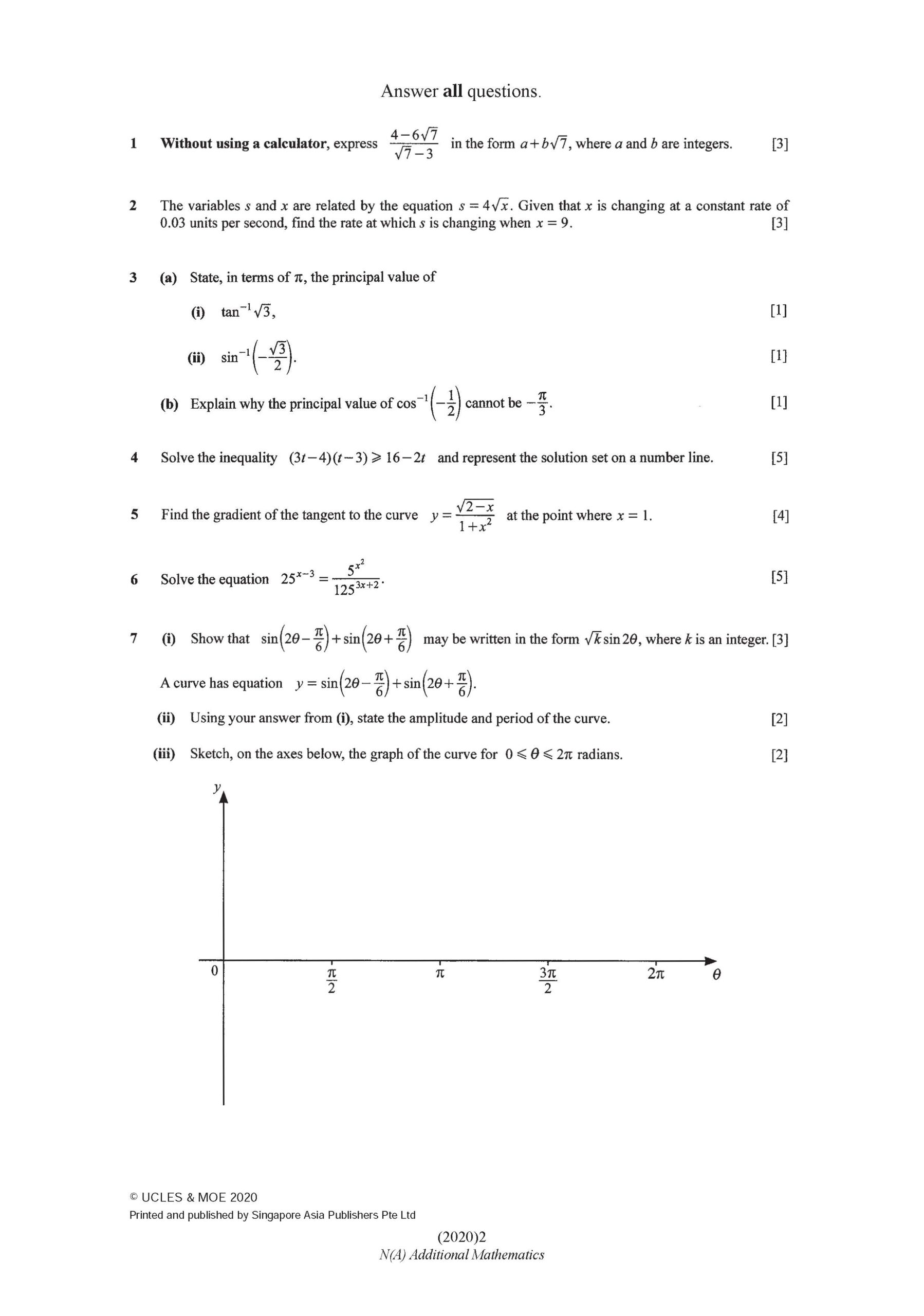N(A) Level Additional Mathematics Yearly Edition 2011-2020 + Answers ...
