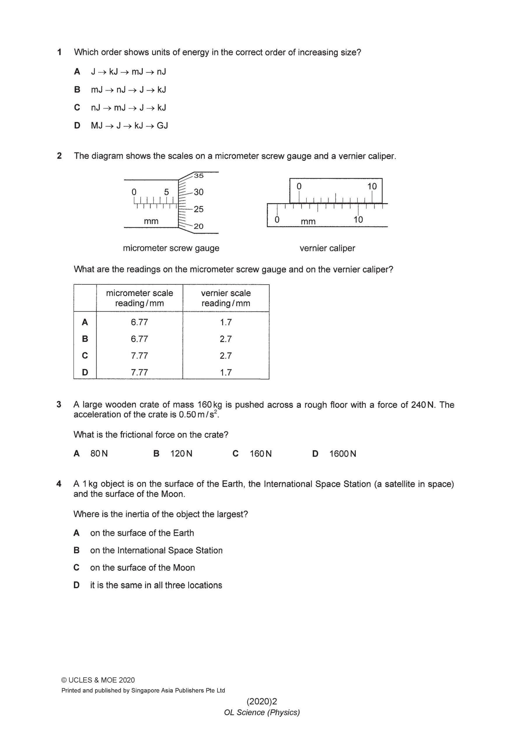 O Level Science (Physics) Yearly Edition 2011-2020 + Answers ...